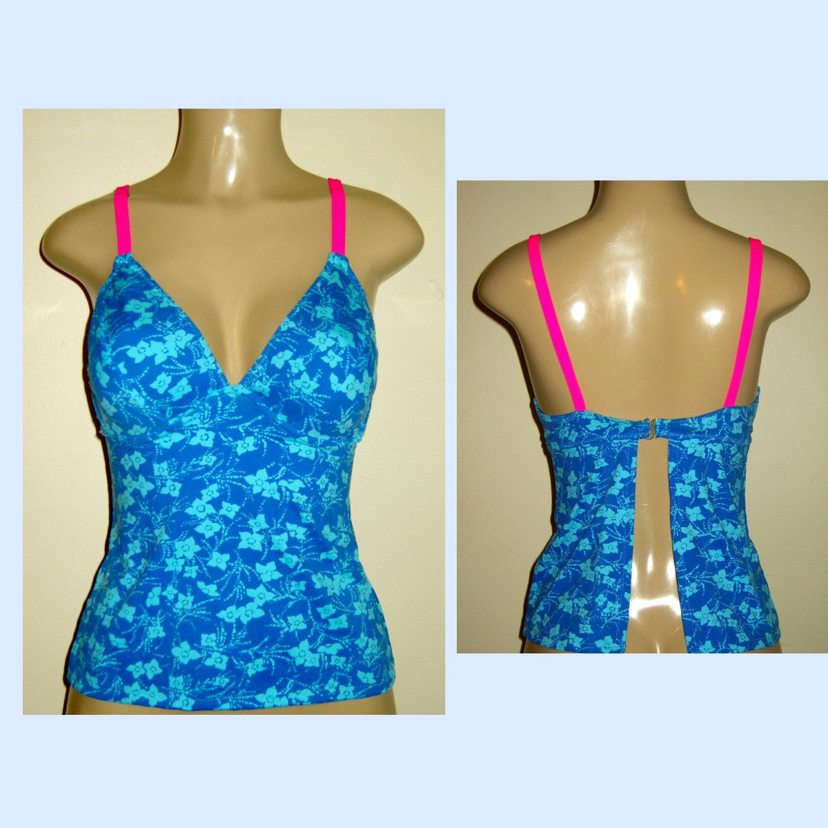 V-neck Tankini Top. Underwire Support Tankinis with Open Back ...